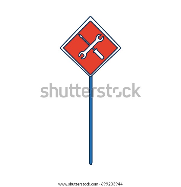 Road Sign Traffic Tool Construction: vector de stock (libre de regalías ...
