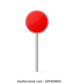 Road Sign Vector Blank Realistic Red: เวกเตอร์สต็อก (ปลอดค่าลิขสิทธิ์ ...