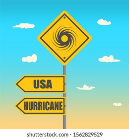 Road Sign Warning About Tornado Twister Stock Vector (Royalty Free ...