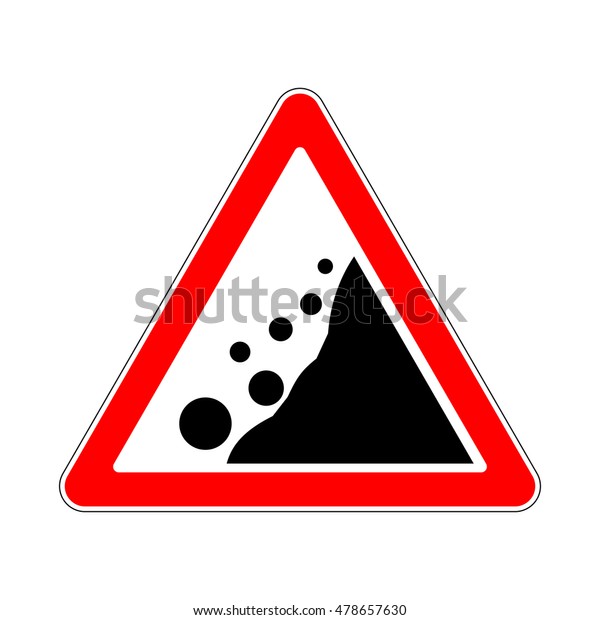 Road Sign Warning Avalanche Rockfall Landslides Stock Vector (Royalty ...