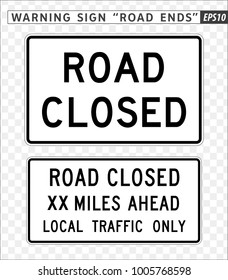 Road Sign Warning Road Ends Road Stock Vector (Royalty Free) 1005768598 ...