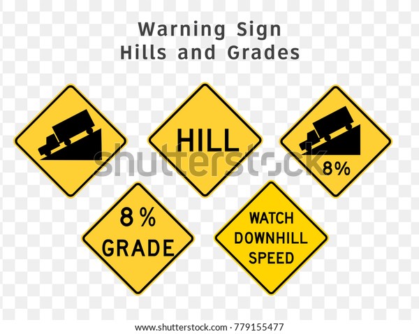 Road Sign Warning Hills Grades Vector: vetor stock (livre de direitos ...