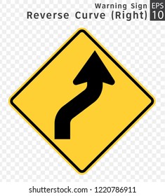 Road Sign Warning Reverse Curve Right Stock Vector (Royalty Free ...