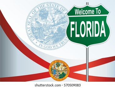 Road Sign Welcome Florida Stock Vector (Royalty Free) 570509083 ...