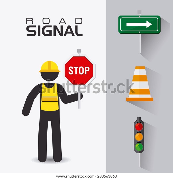 Road Signals Over White Background Vector Stock Vector (Royalty Free ...
