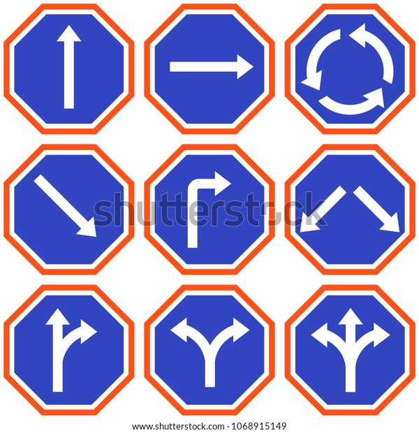 Road Signs Arrows Set Stock Vector (Royalty Free) 1068915149 | Shutterstock