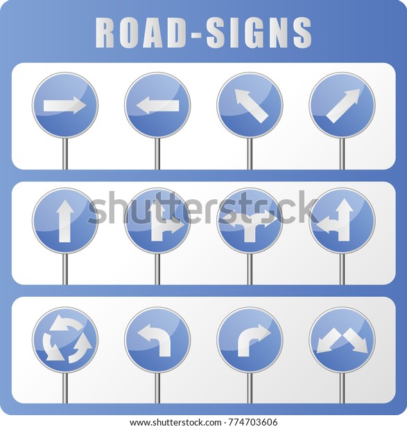 Road Signs Bluewhite Arows Stock Vector (Royalty Free) 774703606 ...