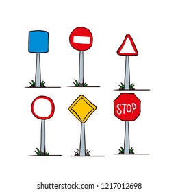 Road Signs Hand Drawn Vector Illustration Stock Vector (Royalty Free ...