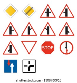 Road Signs Set Priority Traffic Signs Stock Vector (Royalty Free ...