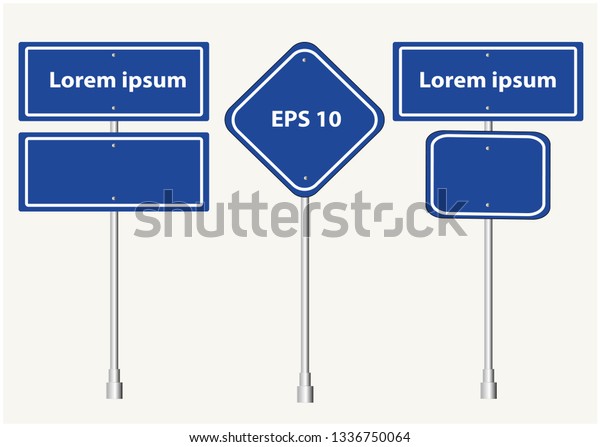 Road signs Street. Vector blue plate road signs templates collection
