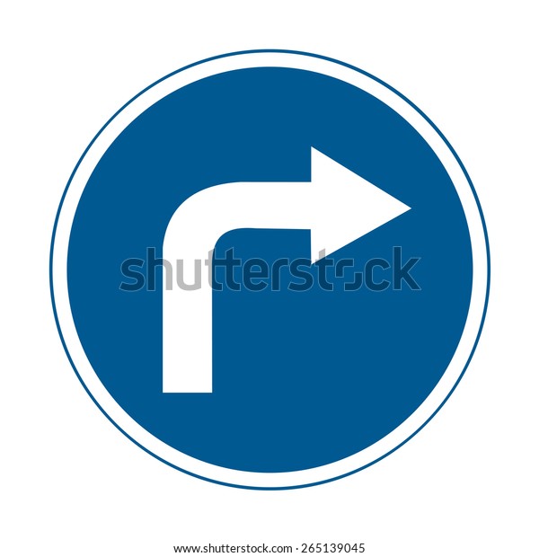 Road Signs Turn Right Ahead Stock Vector (Royalty Free) 265139045