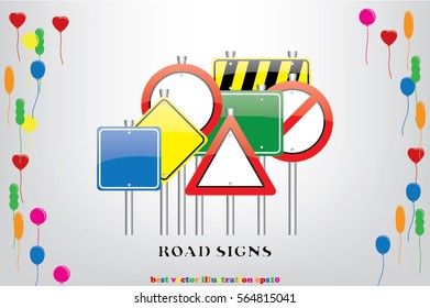 Road Signs Vector Illustration: vector de stock (libre de regalías) 564815041 | Shutterstock