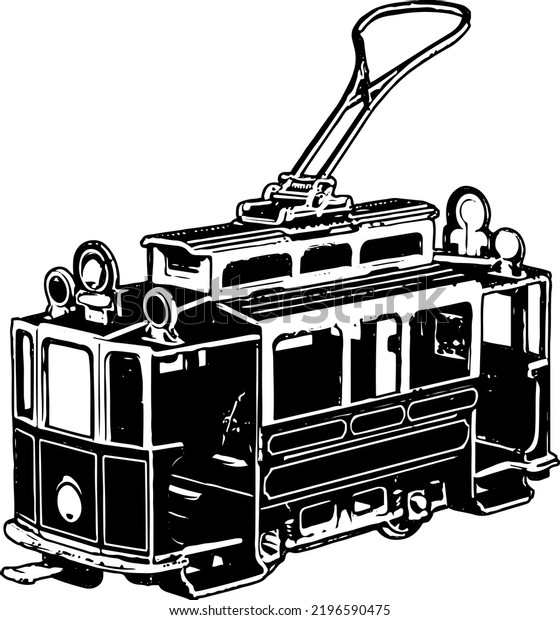 Esbozo de tram por carretera dibujo: vector de stock (libre de regalías ...