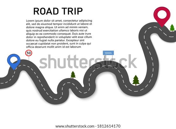 Road Trip Follow Winding Path Two Stock Vector (Royalty Free ...