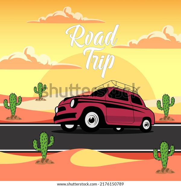 Road Trip Logo Vector Illustration Summer: เวกเตอร์สต็อก (ปลอดค่า ...