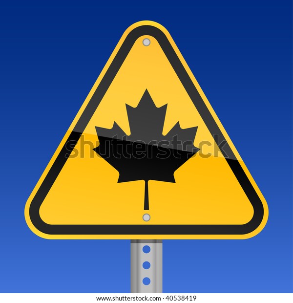 Road Warning Sign Canadian Maple Leaf Stock Vector (Royalty Free ...