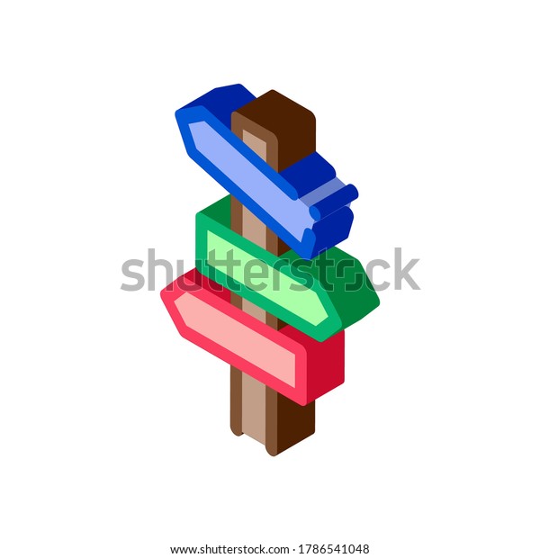 Road Wooden Signposts Icon Vector Isometric Stock Vector (Royalty Free ...