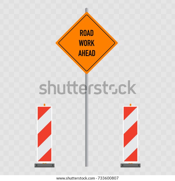 Road Work Ahead Signs Flat Vector Stock Vector (Royalty Free) 733600807 ...