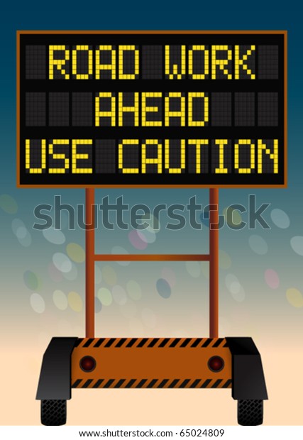 Road Work Digital Bulletin Board Stock Vector (Royalty Free) 65024809