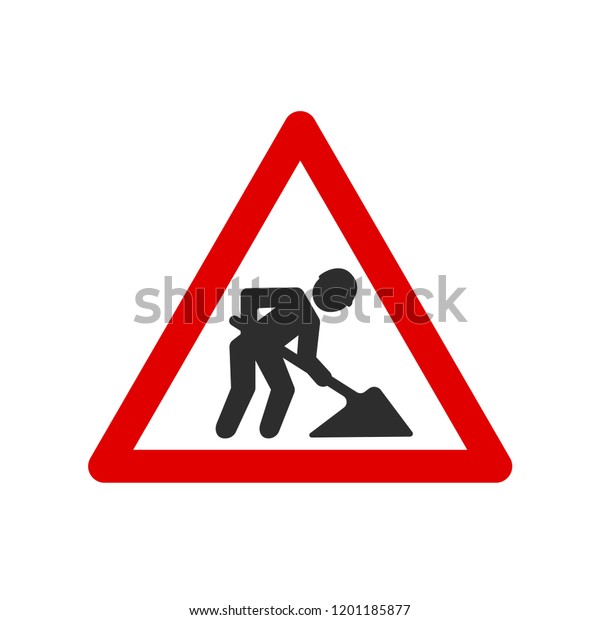 Road Works Sign Under Construction Uk Stock Vector (Royalty Free ...