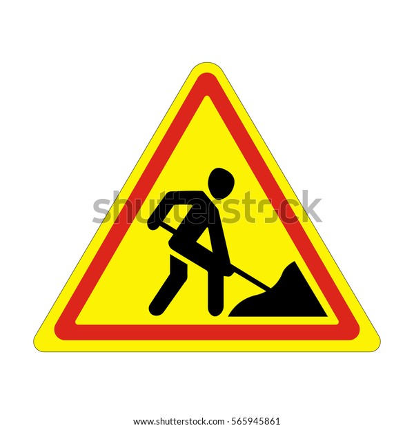 Road Works Sign Under Construction Warning Stock Vector (Royalty Free ...