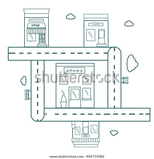 Roads Map Coloring Page Kids Cityscape : image vectorielle de stock ...