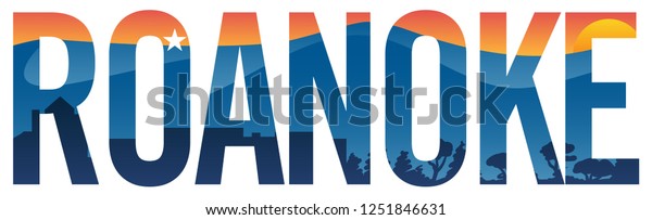 Roanoke Pride Vector Illustration Mountains Star: vector de stock ...