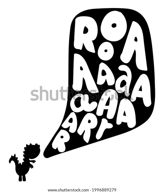 Roar Word Speech Bubble Dinosaur Cute Stock Vector (Royalty Free ...