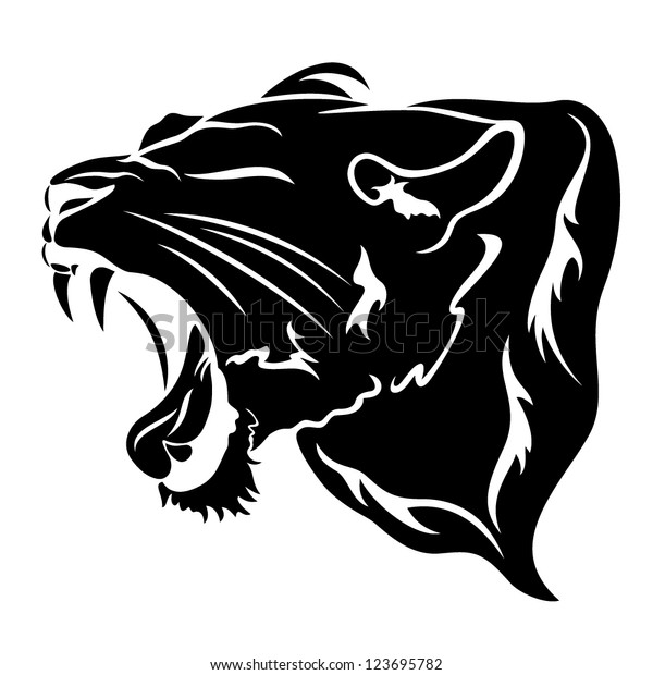 Roaring Big Cat Vector Illustration Black Stock Vector (Royalty Free ...