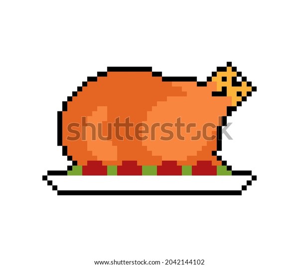 Roasted Turkey Pixel Art Pixelated Roast Stock Vector (Royalty Free ...