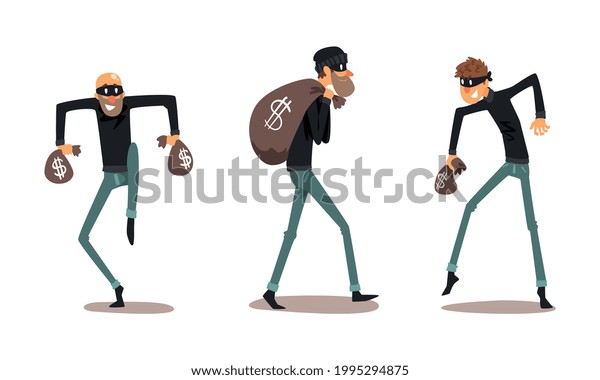 Robber Characters Set Male Thieves Dressed Stock Vector (Royalty Free ...
