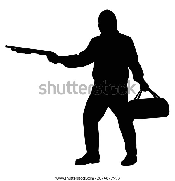 Robber His Gun Weapon Rob Bank Stock Vector (Royalty Free) 2074879993 ...