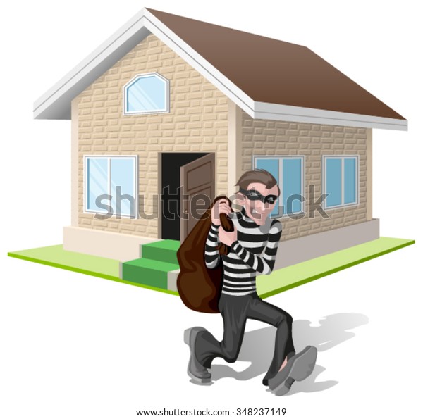 Robber Mask Carries Bag Thief Robs Stock Vector (Royalty Free ...