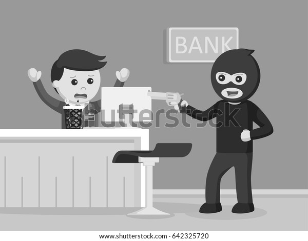 Robber Robbing Bank Black White Style Stock Vector (Royalty Free ...