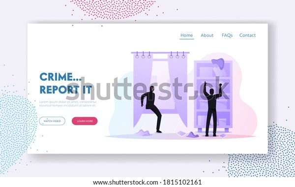 Robbery Crime Landing Page Template Masked Stock Vector (Royalty Free ...