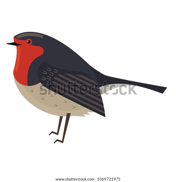 Robin Bird Icon Geometric Cartoon Flat Stock Vector (Royalty Free ...