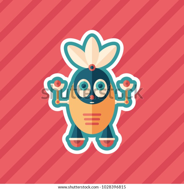 Robot Ant Sticker Flat Icon Color Stock Vector (Royalty Free ...