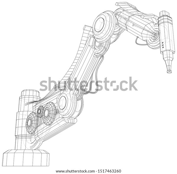 Robot Arm Industrial Machinery Technical Illustration Stock Vector ...