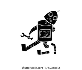 Robot Broken Vector Hand Drawing Stock Vector (Royalty Free) 1452368516