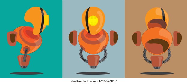 Robot Cartoon Character Robot Front Side Stock Vector (Royalty Free ...