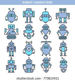 Robot Cartoon Icons Set Stock Vector (Royalty Free) 773815921 ...