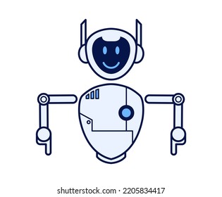 Robot Character Pointing Down Gesture Stock Vector (Royalty Free ...