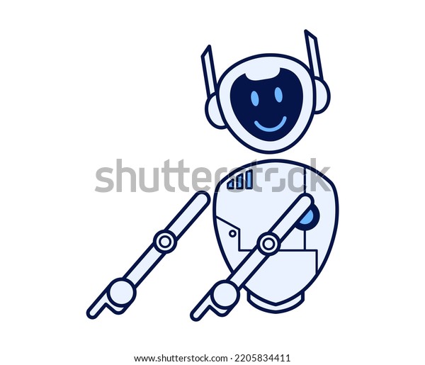 Robot Character Pointing Down Gesture Stock Vector (Royalty Free ...