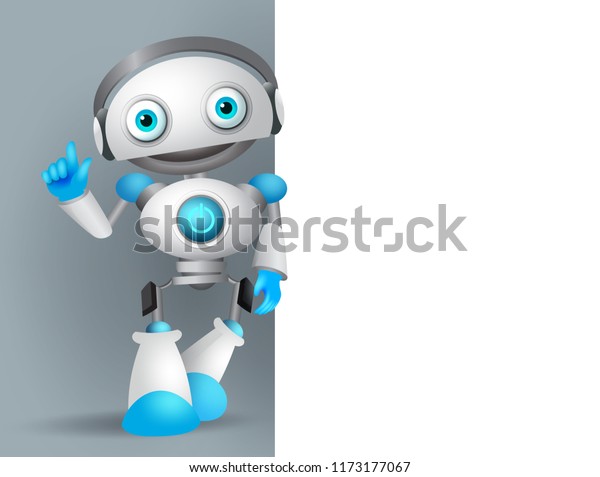 Robot Character Vector Illustration Standing While Stock Vector ...