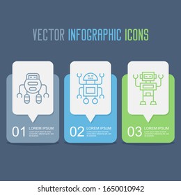 Robot Concept Three Step Pictogram Infographic Stock Vector (Royalty ...