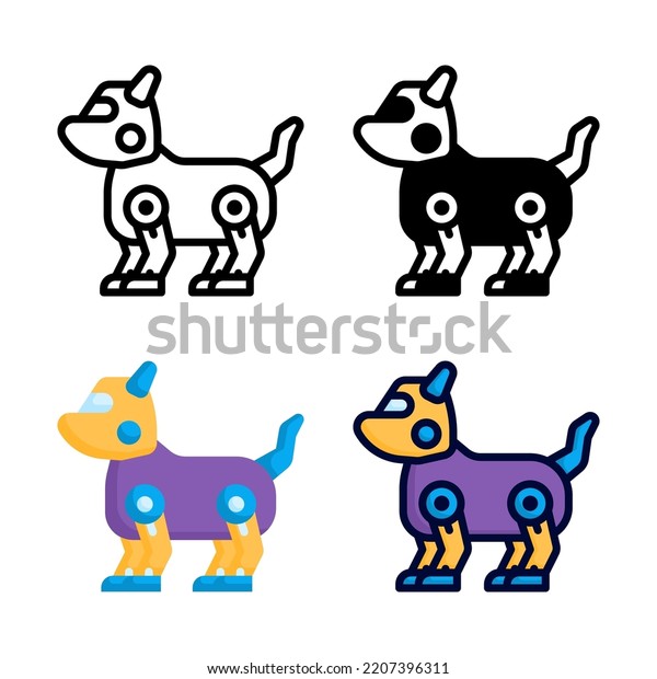 Robot Dog Icon Set Style Collection Stock Vector (Royalty Free ...