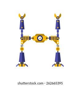 Vektor Stok Robot Font Vector Letter H (Tanpa Royalti) 262665395 ...
