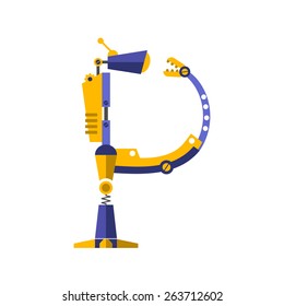 Robot Font Vector Letter R: vector de stock (libre de regalías ...