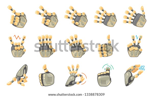 Robot Hand Gestures Robotic Hands Mechanical: เวกเตอร์สต็อก (ปลอดค่า ...