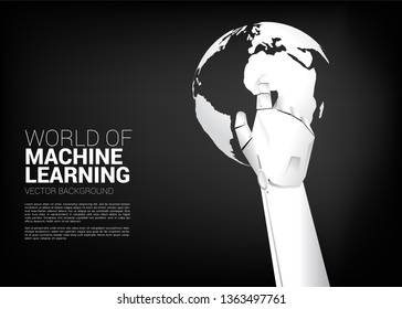Robot Hand Touch Finger World Globe Stock Vector (Royalty Free ...